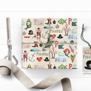 Pirate Gift Wrap - Pirate Birthday Paper, Pirate's Life Boy Birthday ...