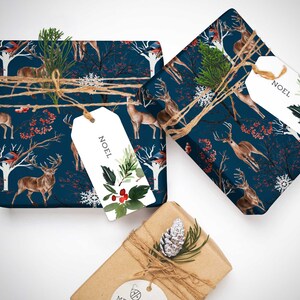 Rustic Winter Wrapping Paper, Woodland Forest Deer, Christmas Wrapping ...