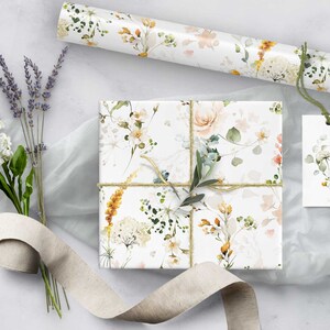 Wedding Gift Wrapping Paper, Summer Wildflower Butterfly Birthday Gift ...