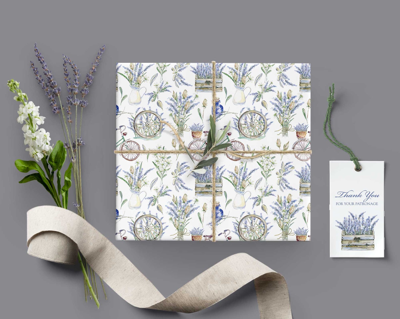Wedding Gift Wrapping Paper, Lilac Wildflower Lavender Birthday Gift ...