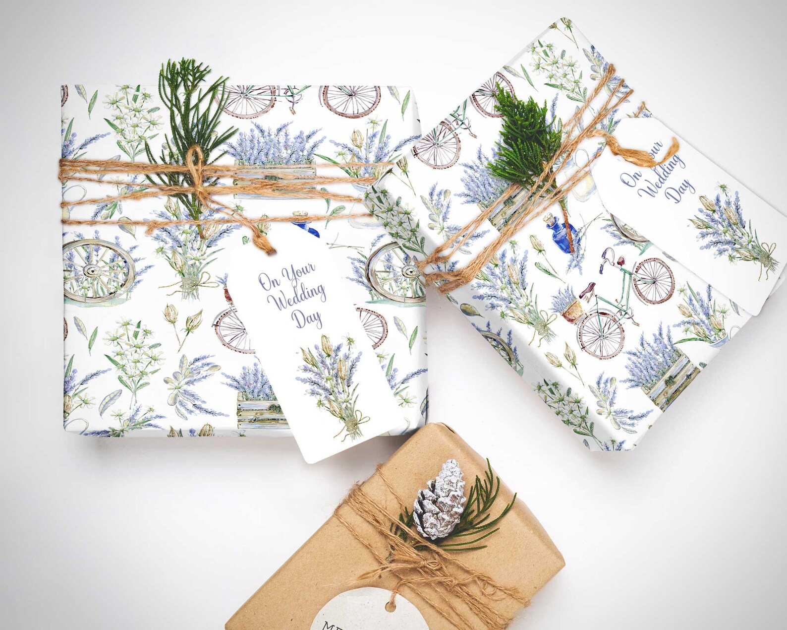 Wedding Gift Wrapping Paper, Lilac Wildflower Lavender Birthday Gift ...