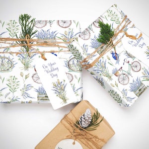Wedding Gift Wrapping Paper, Lilac Wildflower Lavender Birthday Gift ...