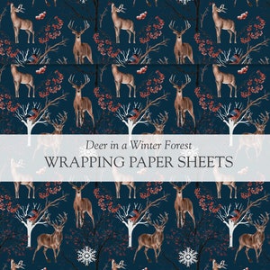 Rustic Winter Wrapping Paper, Woodland Forest Deer, Christmas Wrapping ...