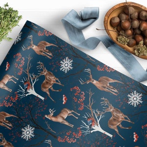 Rustic Winter Wrapping Paper, Woodland Forest Deer, Christmas Wrapping ...