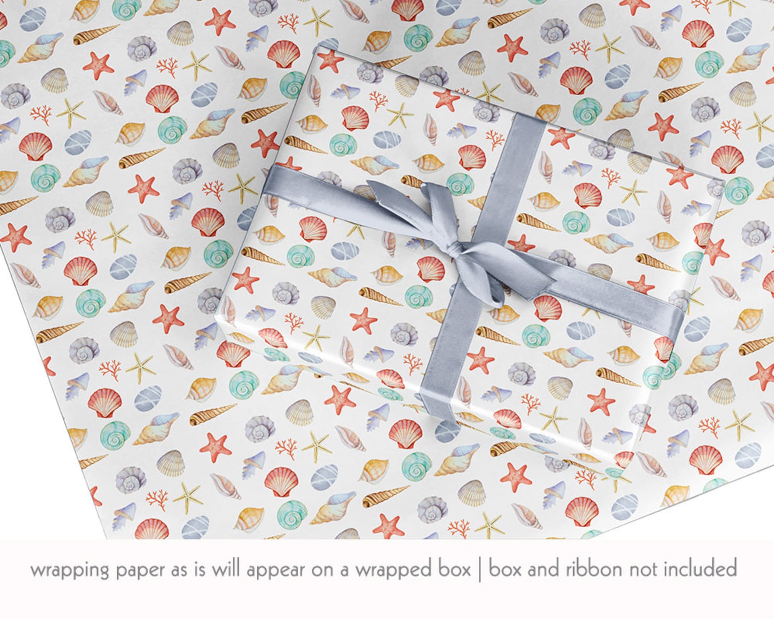 Seashell Wrapping Paper Nautical Beach Shell Gift Wrap Coral | Etsy