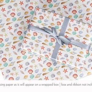 Seashell Wrapping Paper Nautical Beach Shell Gift Wrap Coral Starfish ...