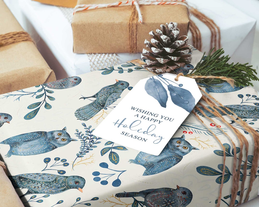 Owl Winter Forest Wrapping Paper, Winter Gift Wrap, Woodland Nordic ...