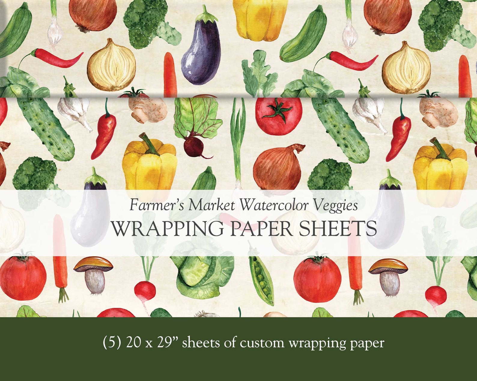 Foodie Gift Wrapping Paper Farmers Market Gift Wrap | Etsy