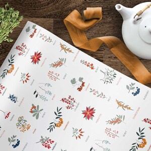 Christmas Wrapping Paper Roll, Winter Berry Botanical Holiday Gift Wrap ...