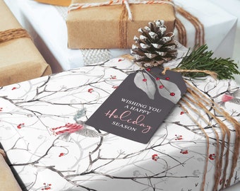 Gold Shimmer Rustic Tree Branch Wrap Paper Hallmark Christmas Gift ...