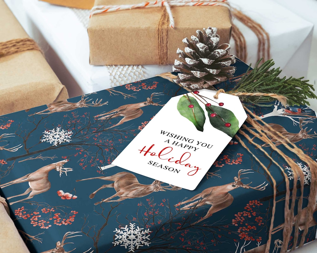 Rustic Winter Wrapping Paper, Woodland Forest Deer, Christmas Wrapping ...