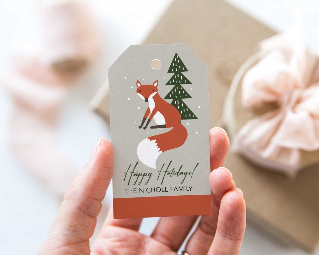 Fox Woodland Christmas Tags, Tree Gift Tags, Woodland Forest Fox Gift ...