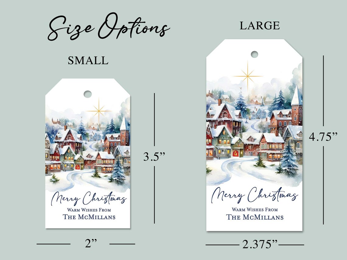 Vintage Christmas Village Gift Tags: Personalized Holiday Labels - Etsy