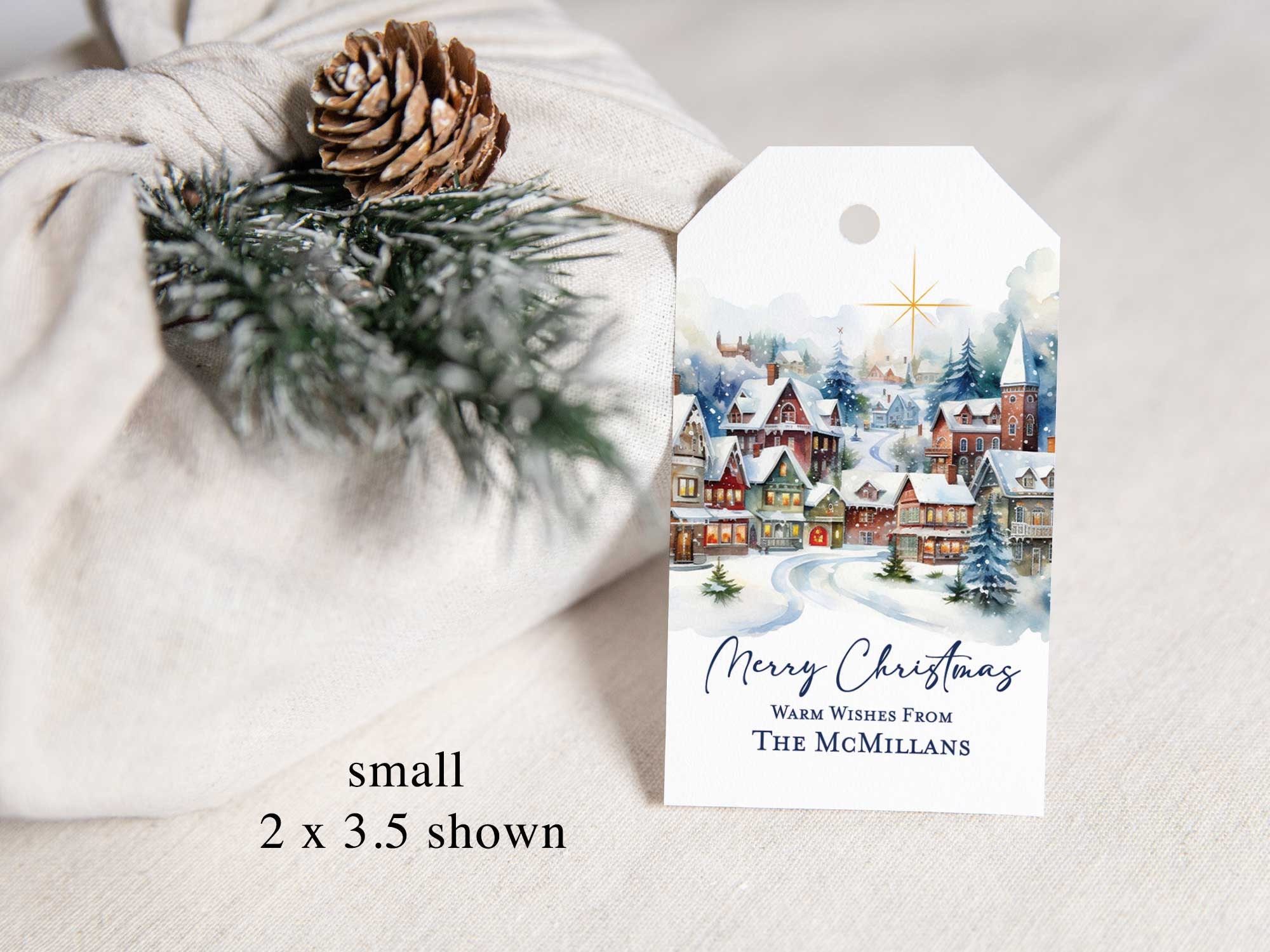 Vintage Christmas Village Gift Tags: Personalized Holiday Labels - Etsy