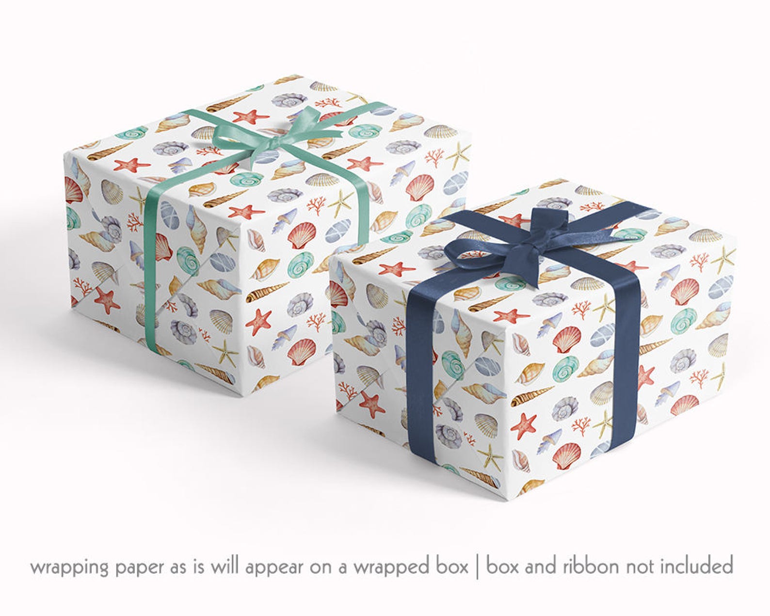 Seashell Wrapping Paper Nautical Beach Shell Gift Wrap Coral - Etsy