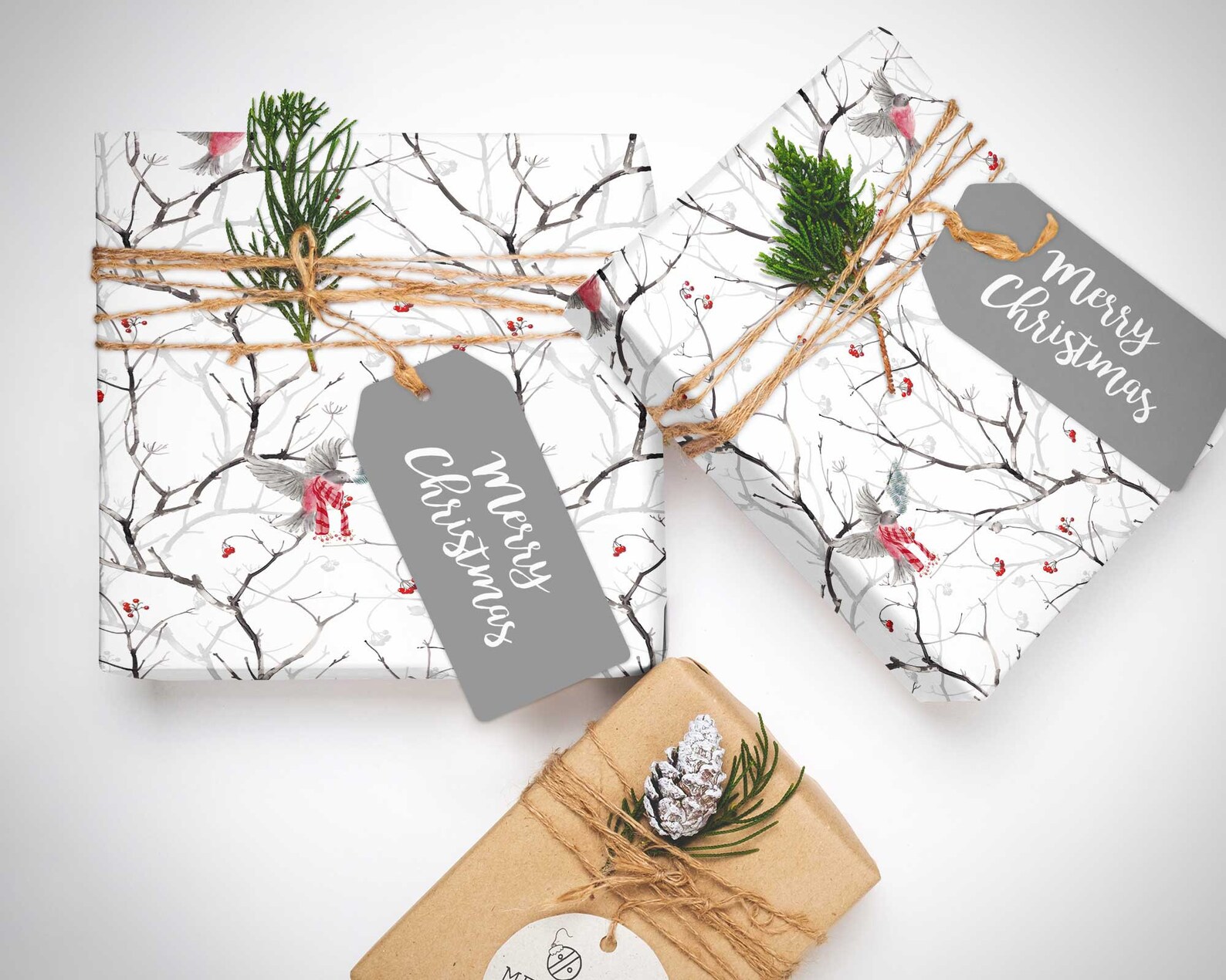 Christmas Gift Wrap Trees Winter Wrapping Paper Branches and - Etsy