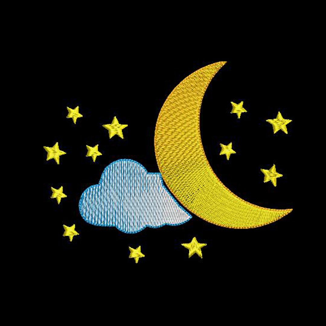 Moon Embroidery Design,cloud-moon Embroidery Design - Etsy