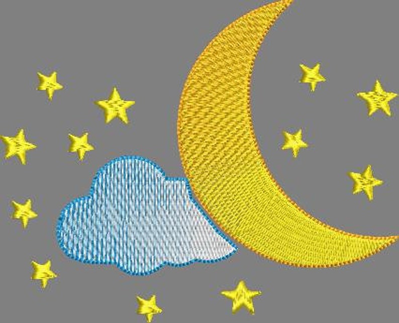 Moon Embroidery Design,cloud-moon Embroidery Design - Etsy