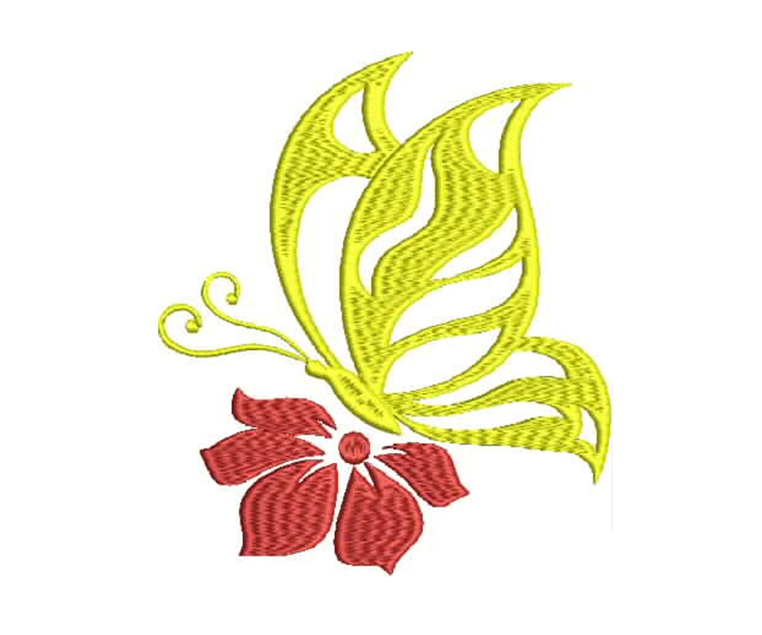 Butterfly Machine Embroidery Design,butterfly With Flower Embroidery - Etsy