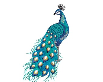 Peacock Machine Embroidery Design in 3 Sizes - Etsy