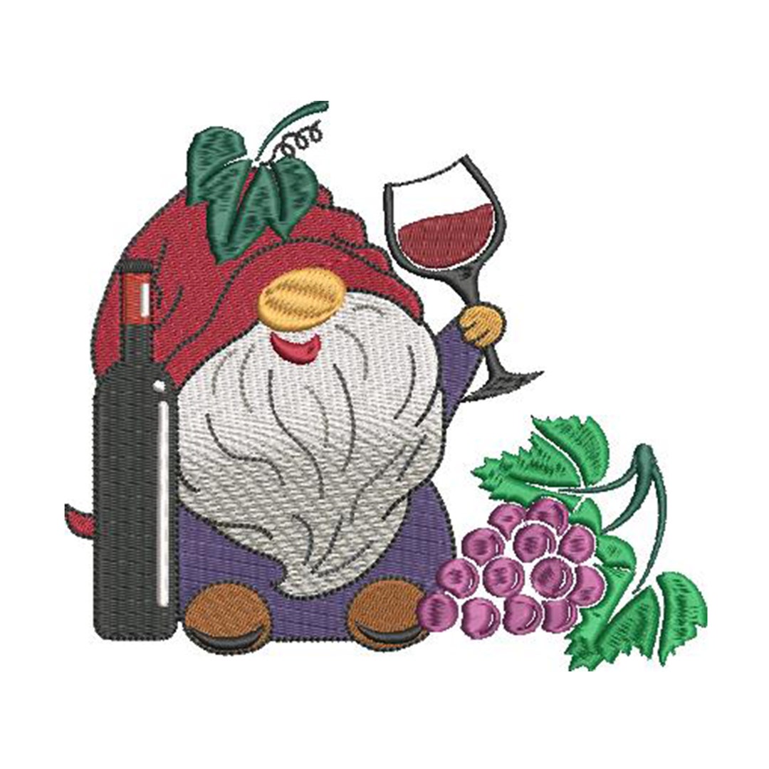 Wine Gnome Machine Embroidery Design Wine Embroidery Design - Etsy