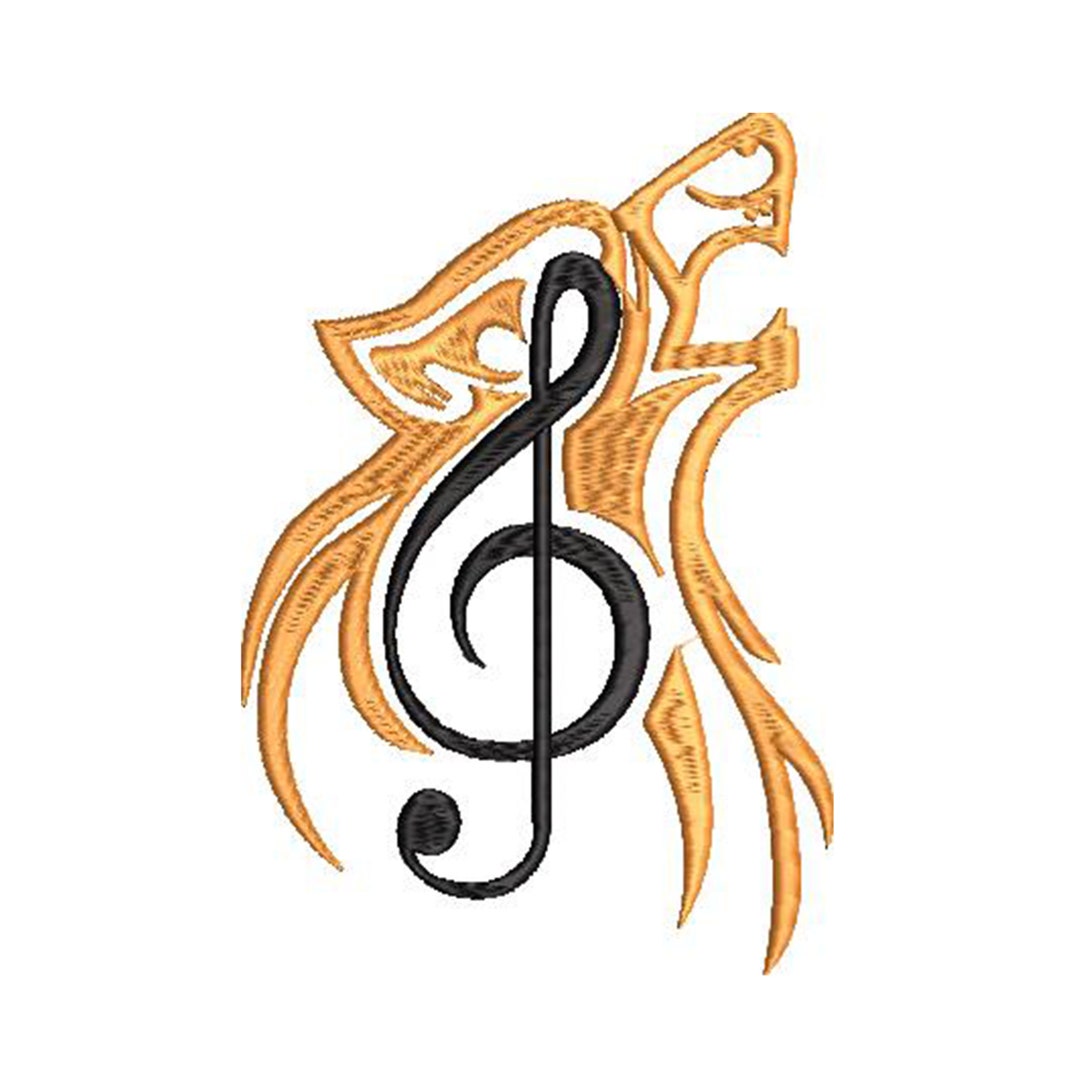 Music Wolf, Wolf and Treble Clef Embroidery Design, 3 Sizes - Etsy