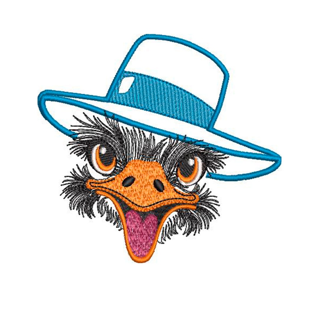 Ostrich in a Hat Embroidery, 3 Sizes - Etsy