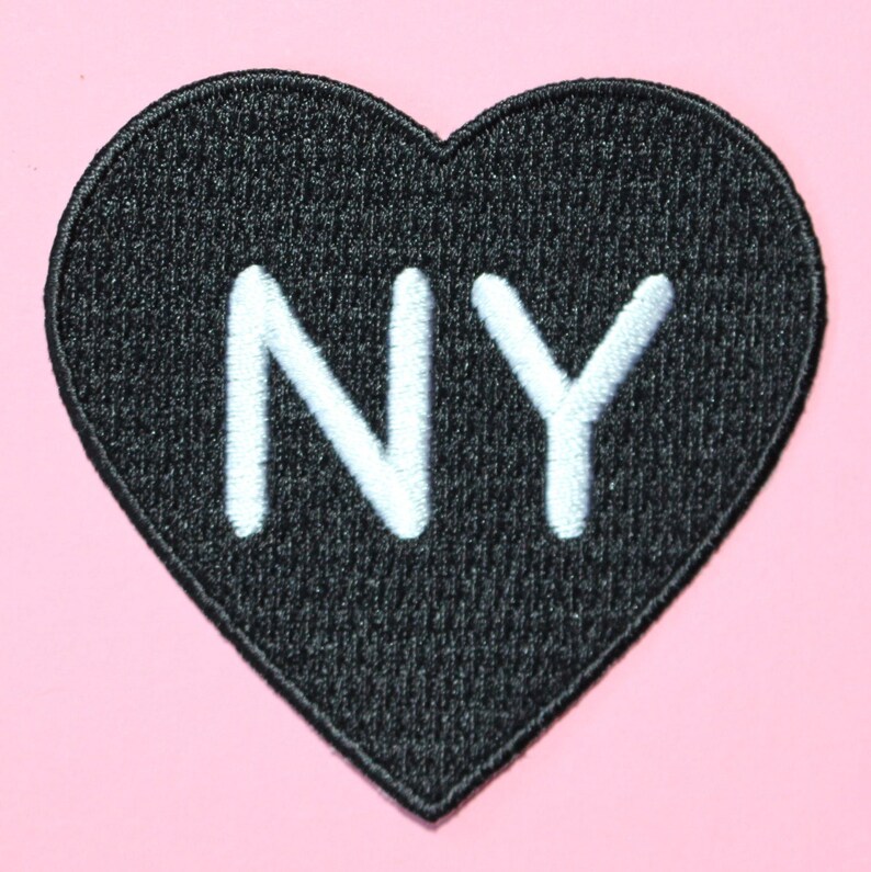NYC HEART PATCH New York Black Heart Embroidered Patch - Etsy