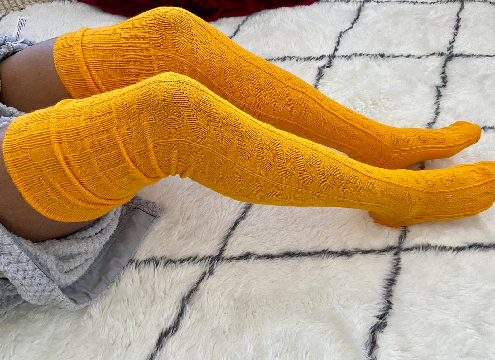 Thigh High Socks Extra Long Mustard Yellow Women's Over the Knee Socks ...
