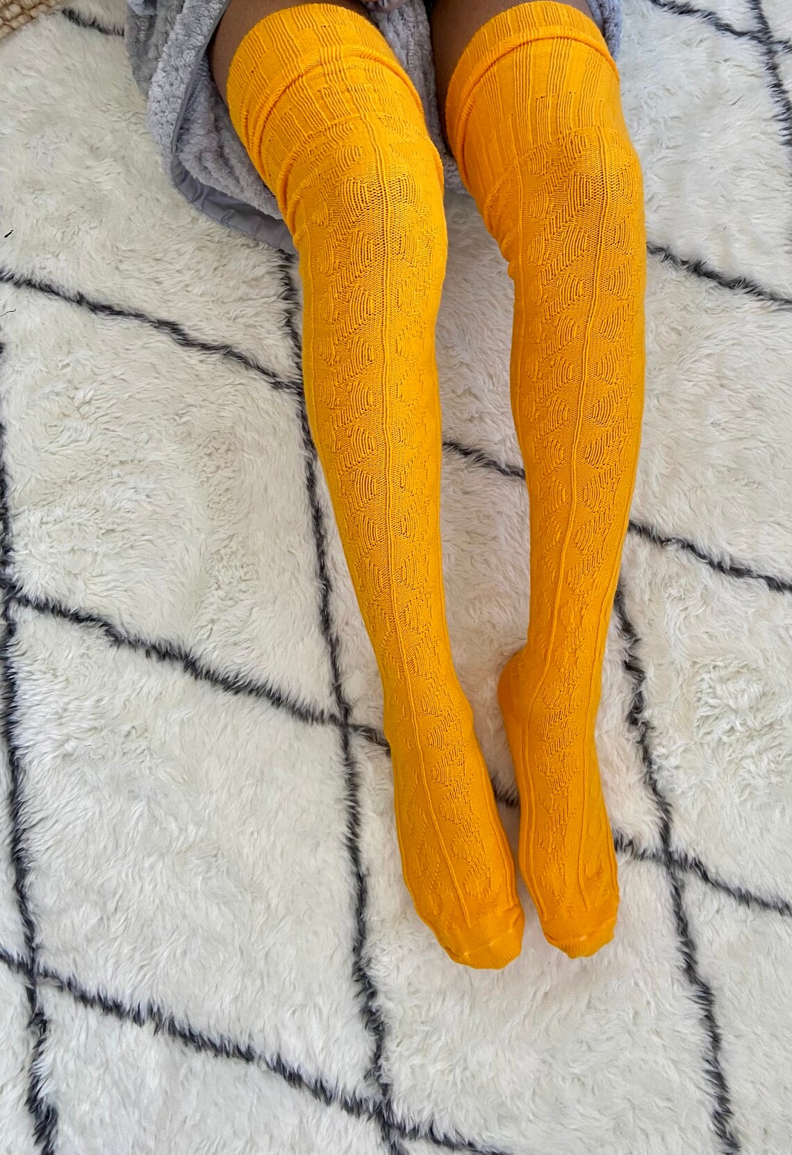 Thigh High Socks Extra Long Mustard Yellow Women's Over the Knee Socks ...