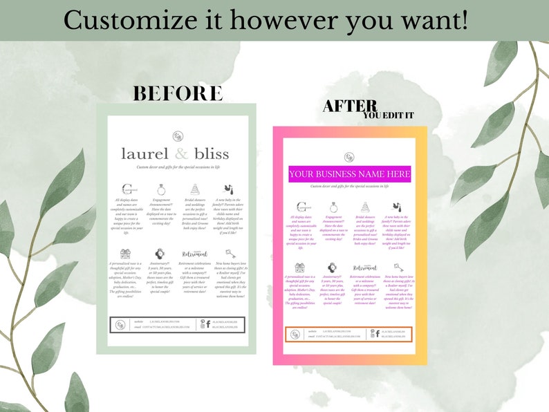 Editable Care Instruction Card Template, Small Business (digital ...
