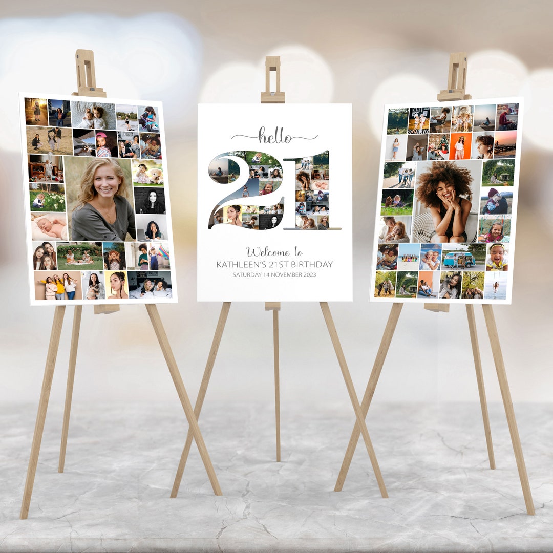 21st Birthday Photo Collage Welcome Signs 82 Photos, 21st Birthday ...