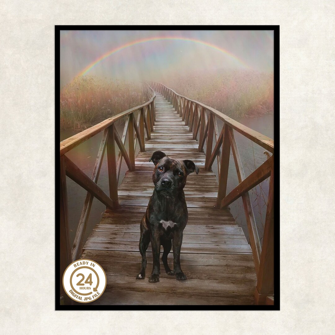 Dog Passed Over the Rainbow Bridge, Dog Lovers Loss, Memorial Gift Dog ...