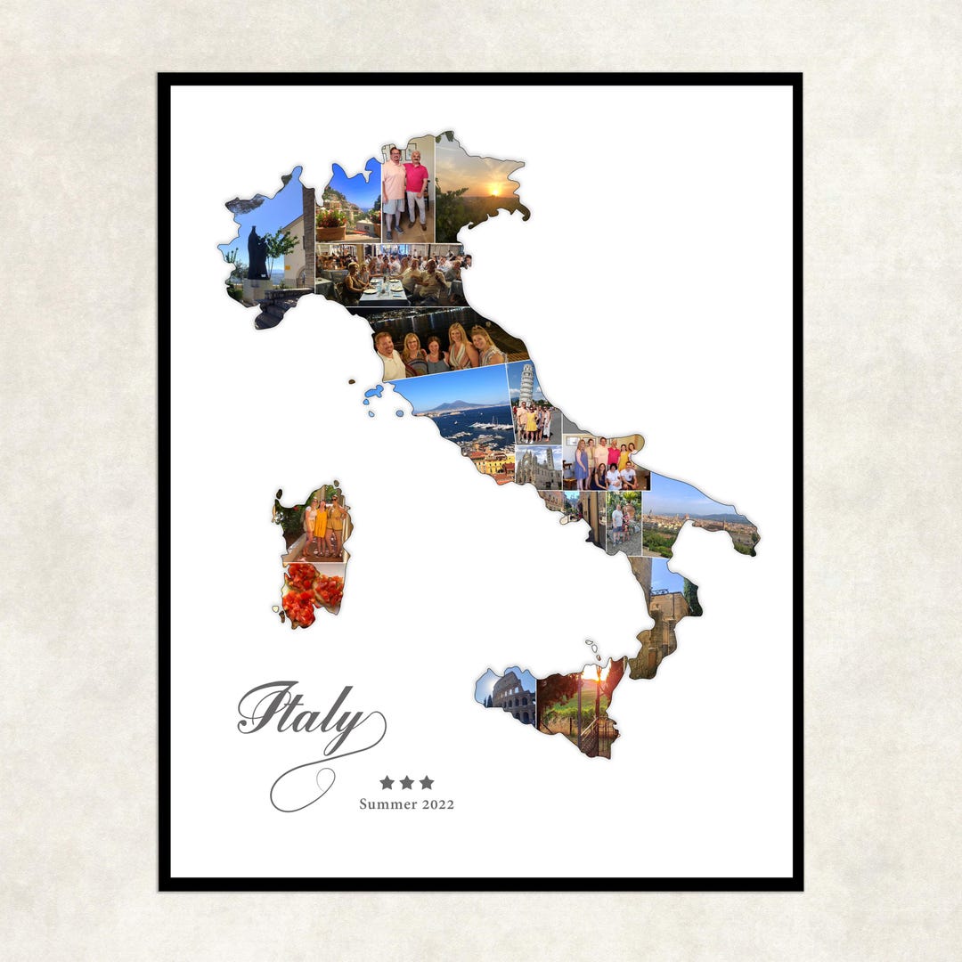 Italy Map Travel Photo Collage, Italy Vacation Photo Collage, Italy ...