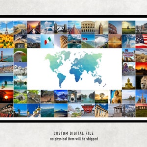 World Map Travel Vacation Photo Collage, World Travel Photo Collage ...