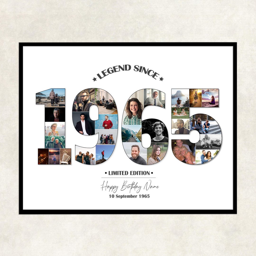 60th Birthday Photo Collage Gift: Legend Since 1965 - Etsy