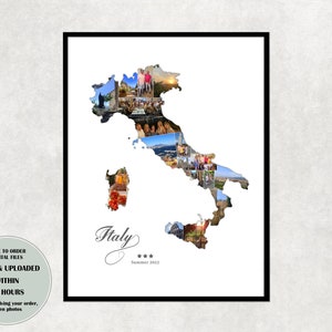 Italy Map Travel Photo Collage, Italy Vacation Photo Collage, Italy ...