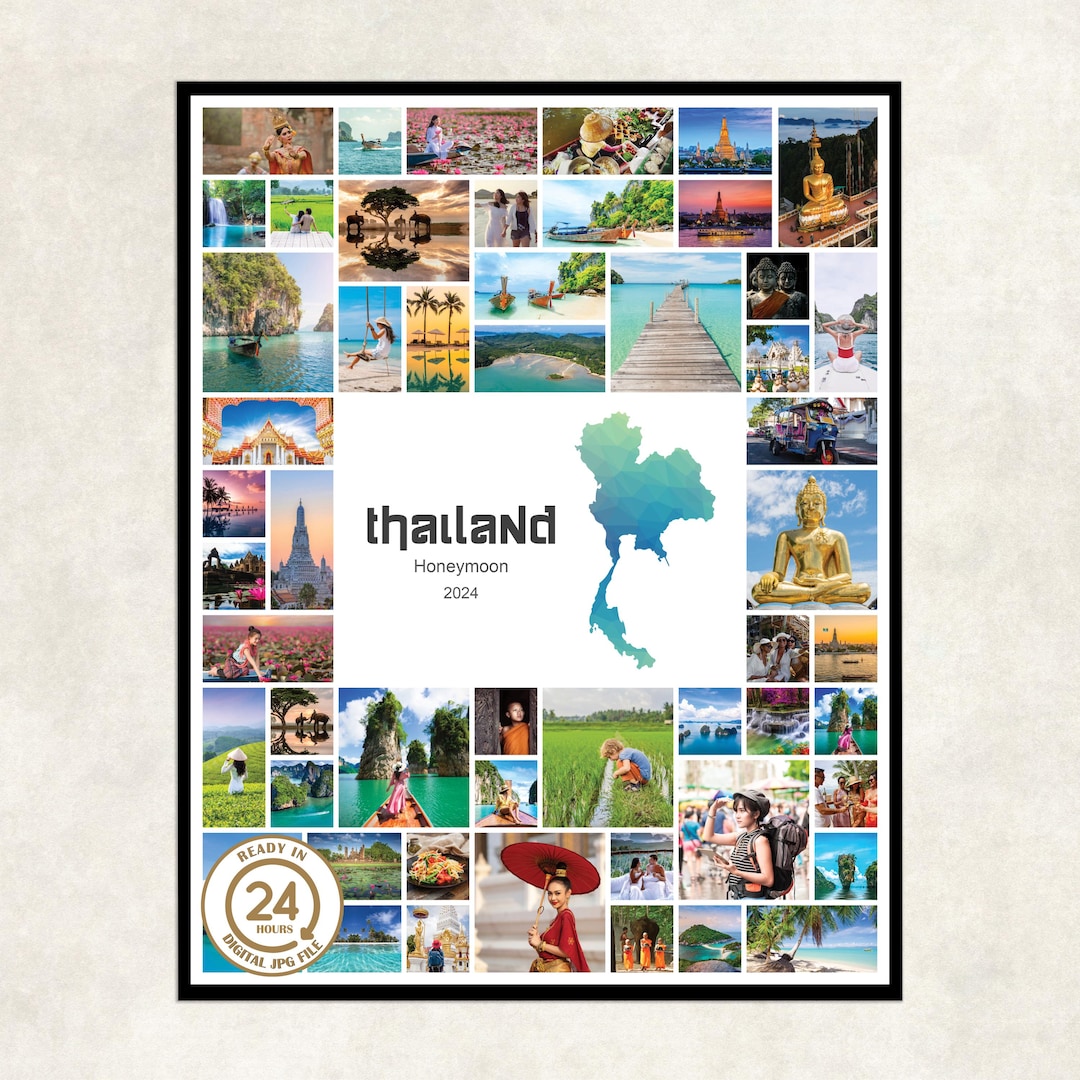 Thailand Photo Collage Map Photo Collage, Thailand Travel, Thailand ...