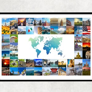 World Map Travel Vacation Photo Collage, World Travel Photo Collage ...