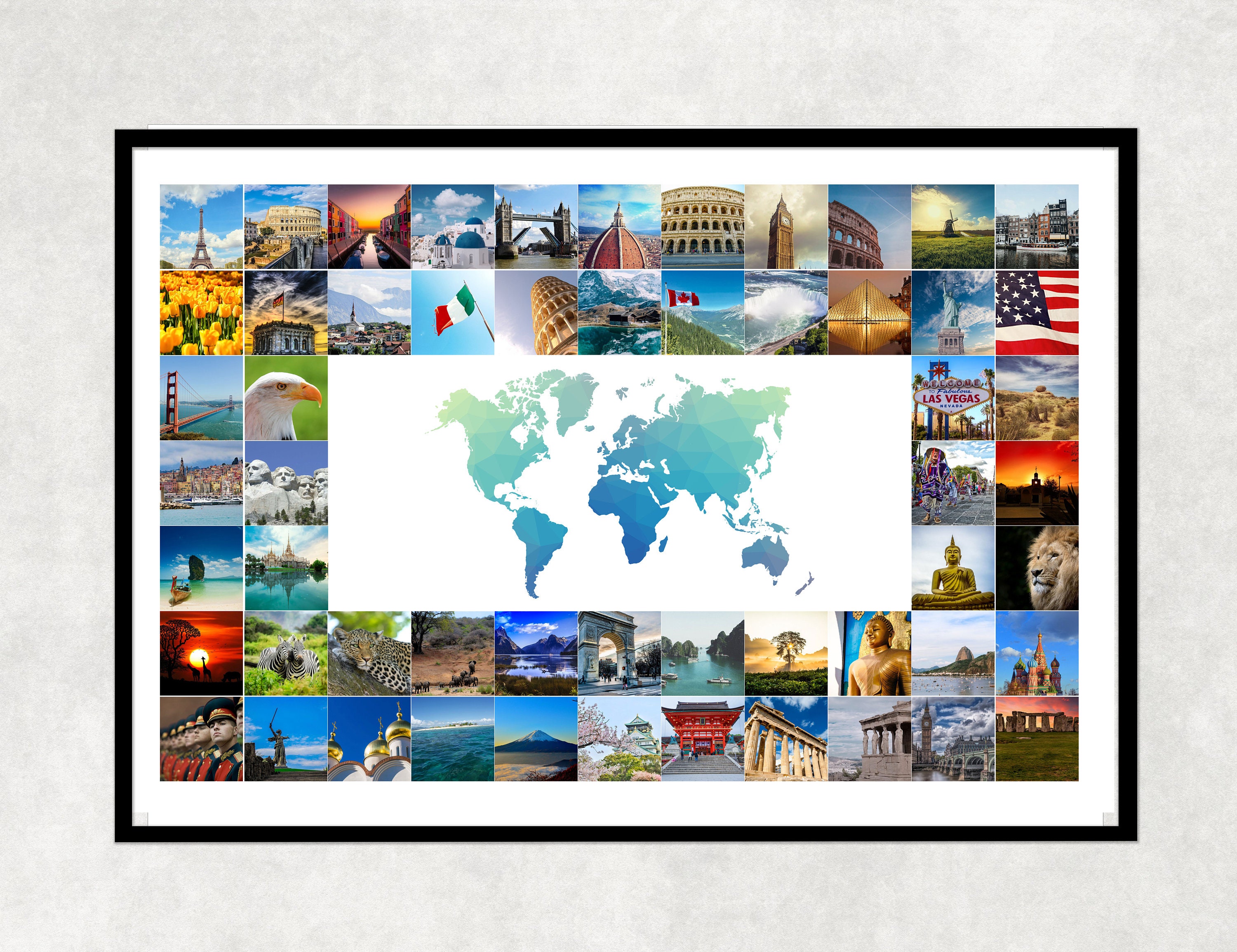 World Map Travel Vacation Photo Collage, World Travel Photo Collage ...
