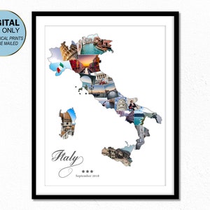 Italy Map Travel Photo Collage, Italy Vacation Photo Collage, Italy ...