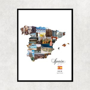 Spain Map Travel Photo Collage, Spain Photo Collage for Your Travel ...