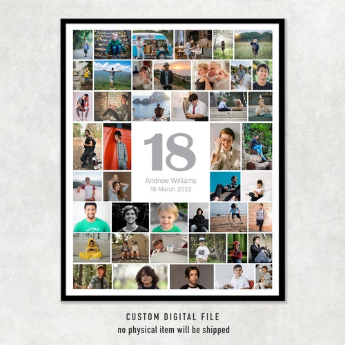 18th Birthday Gift 18th Birthday Photo Collage Number Photo - Etsy