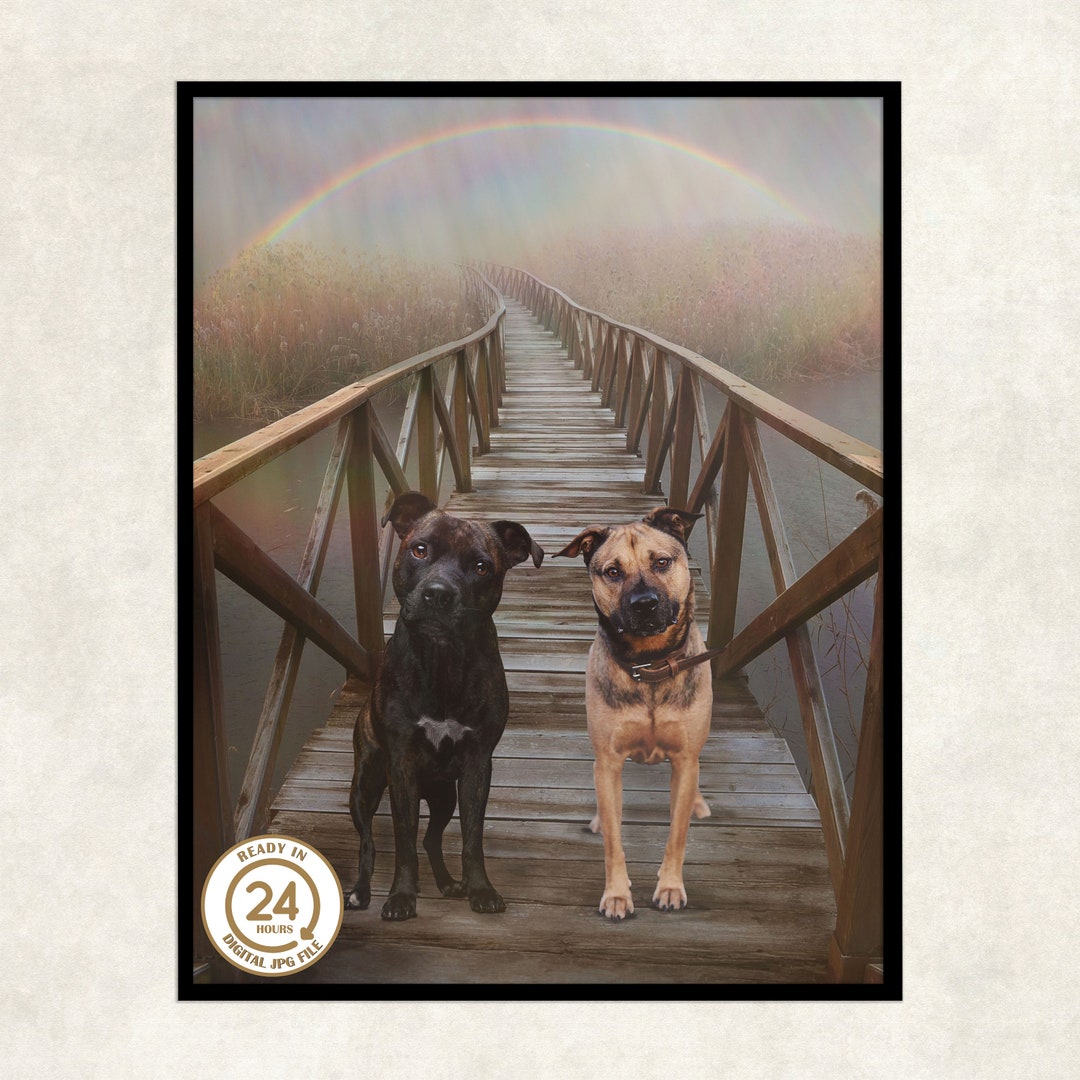 Dog Memorial Rainbow Bridge Gift Dog Lovers Loss Memorial Gift 2 Dogs ...