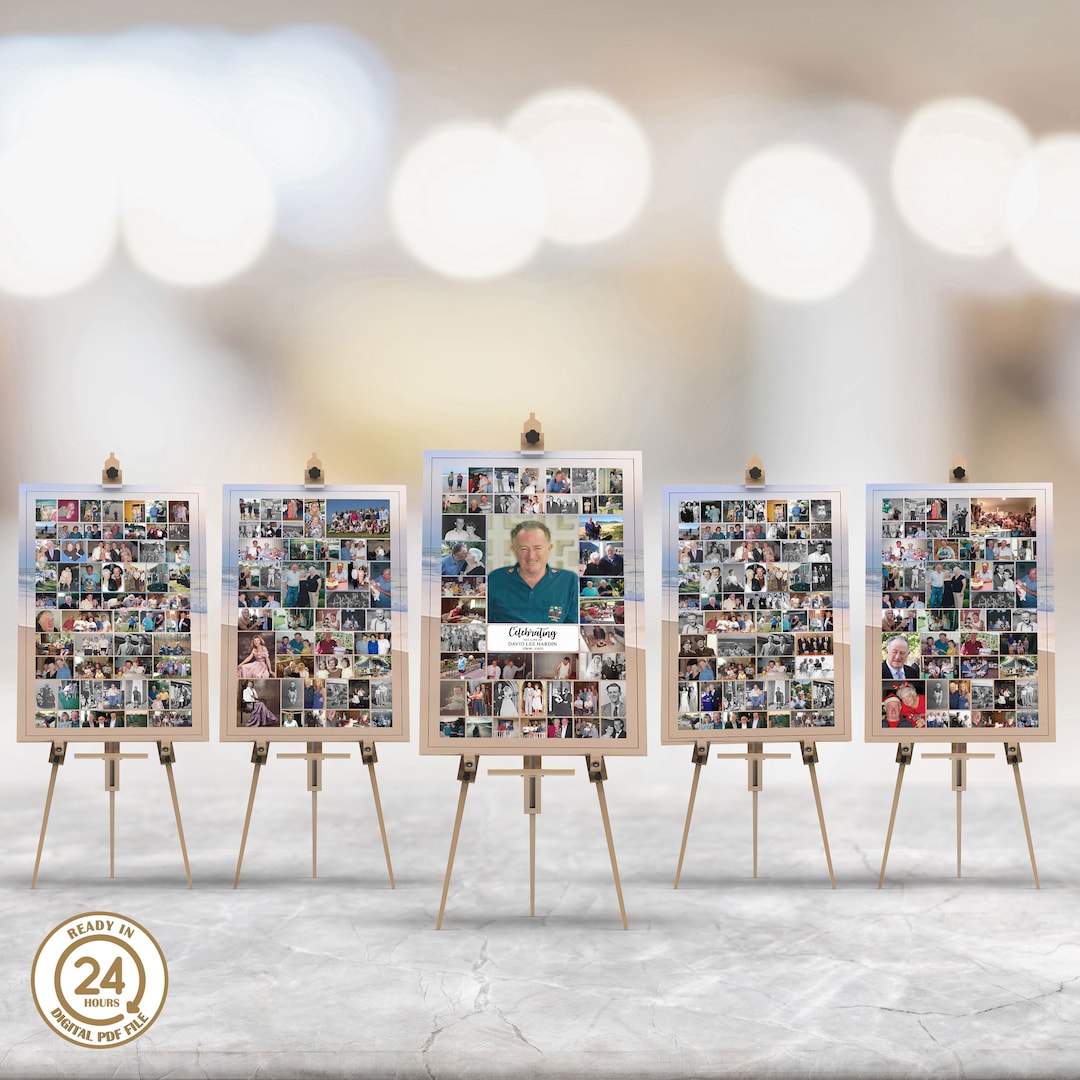 Funeral Memory Boards Beachy, Celebrate Life Funeral Photo Boards, X5 ...