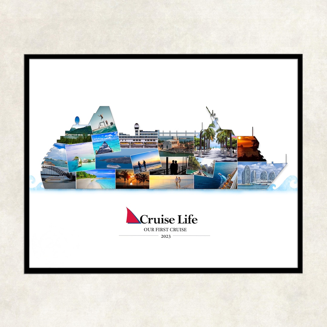 Cruise Ship Photo Collage, Cruise Collage Photo Gift, Cruise Ship Shape ...