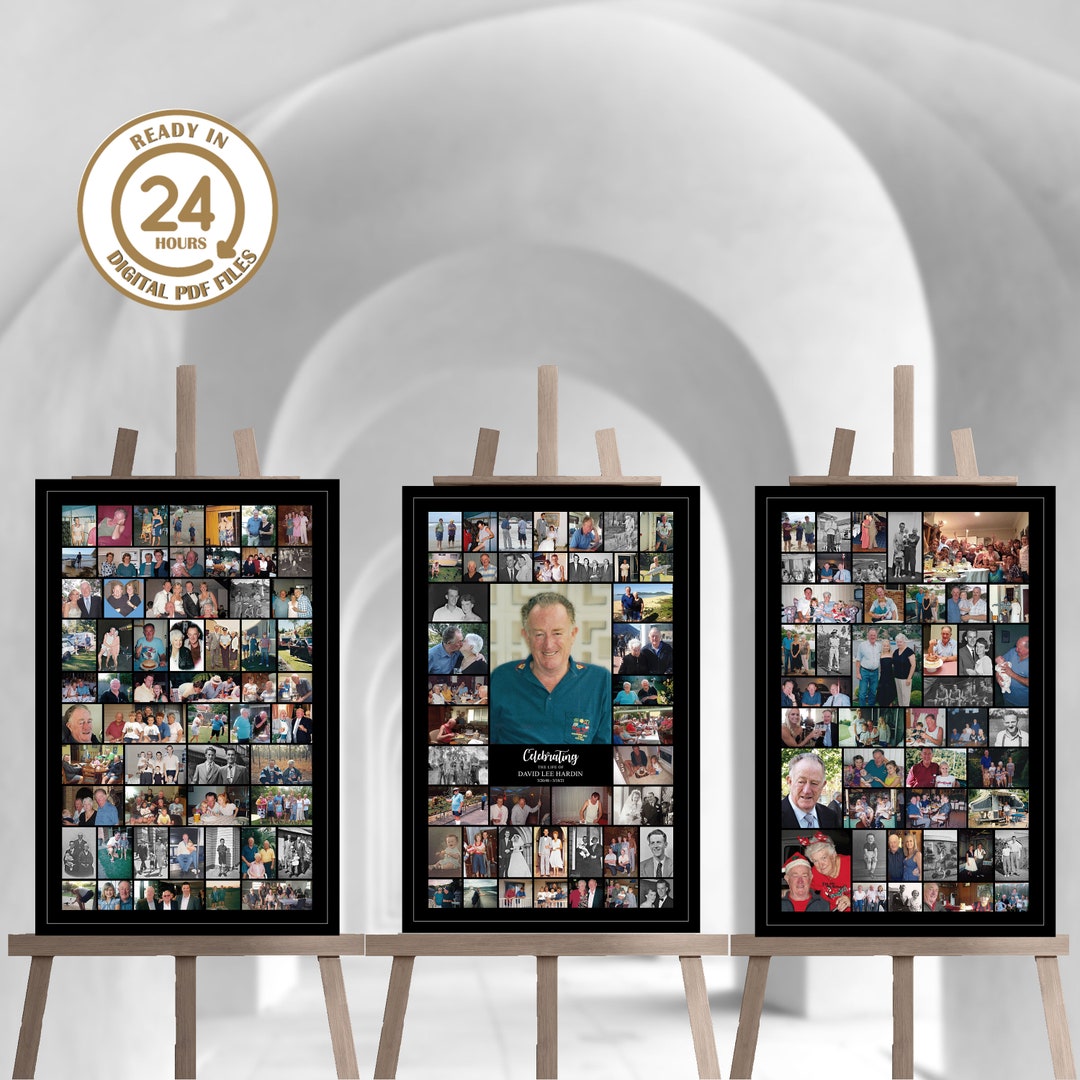 Funeral Memorial Photo Collages X3 Boards 142 Photos, Celebrate the ...