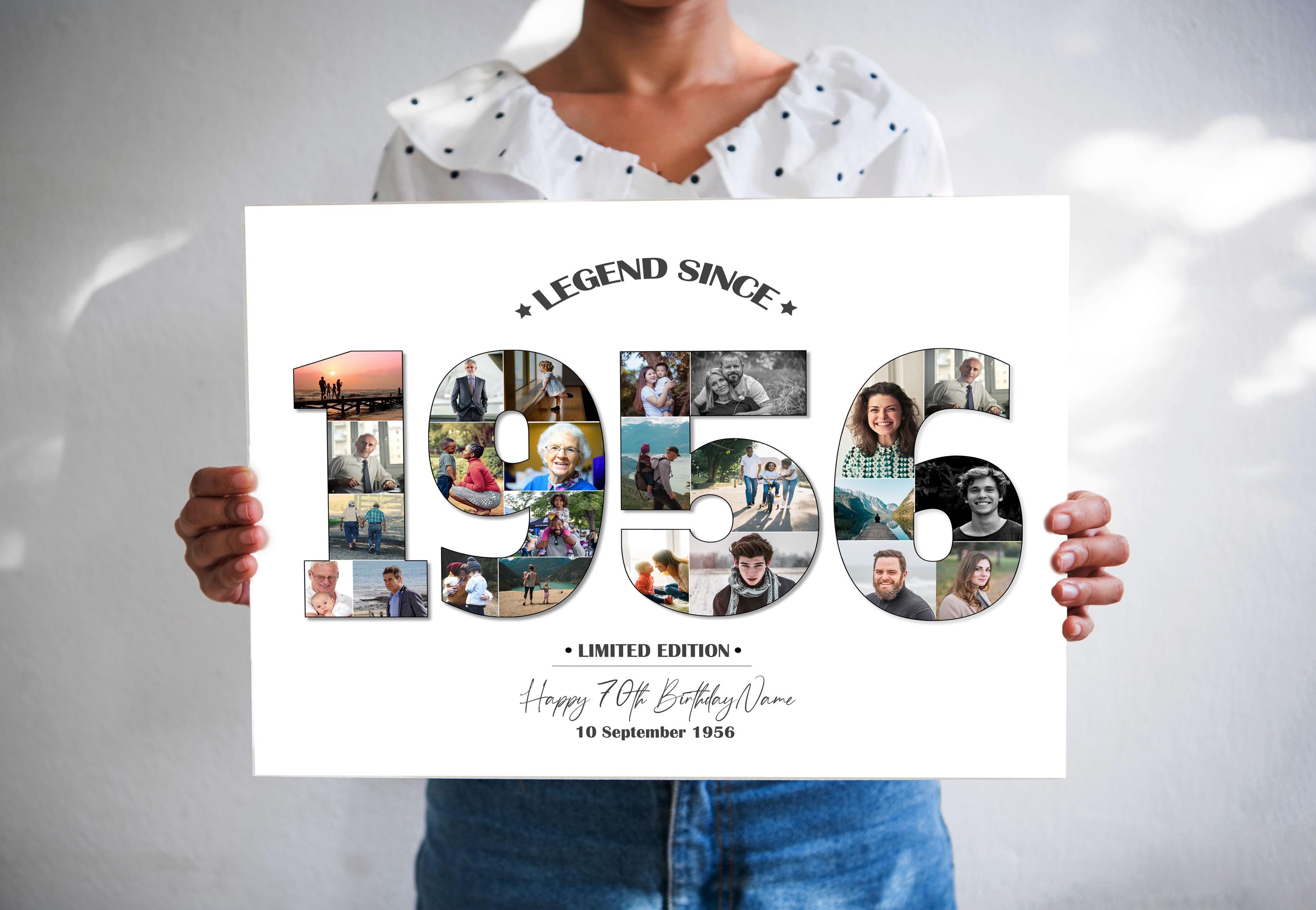 70 Birthday Photo Collage Gift: Legend Since 1956 - Etsy