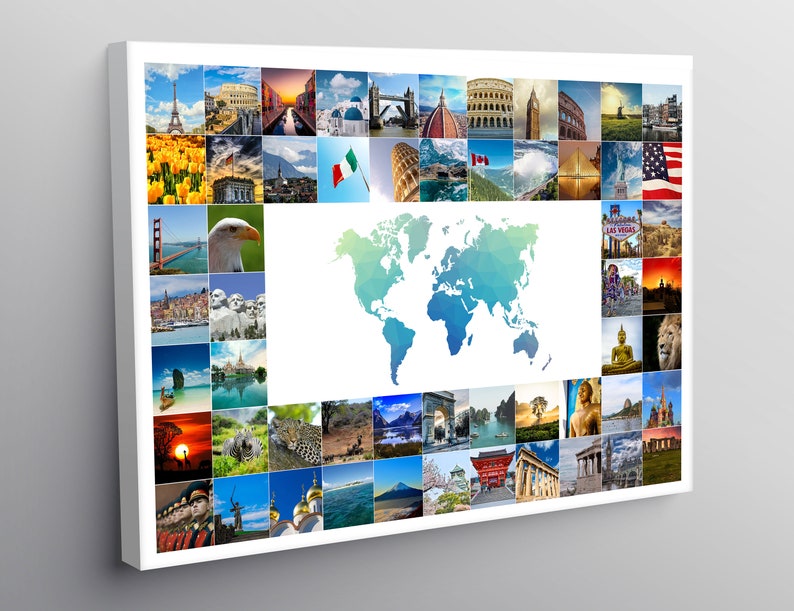 World Map Travel Vacation Photo Collage, World Travel Photo Collage ...