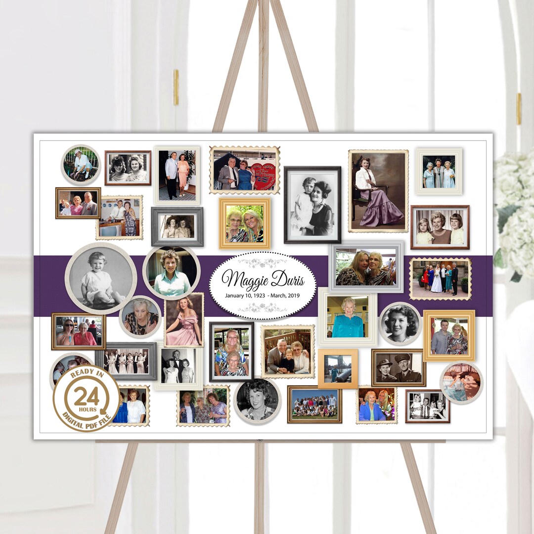 Funeral Photo Collage Funeral Display Frames Memory Board Poster ...